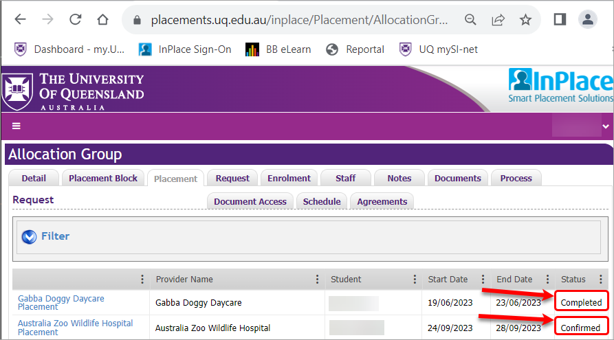 InPlace to MyProgress (Ultra) - eLearning - University of Queensland